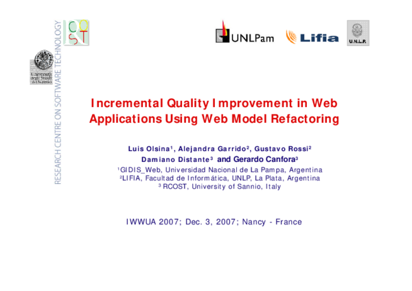 Pdf Incremental Quality Improvement In Web Applications Using Web Model Refactoring Luis