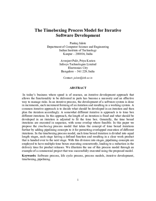 (PDF) The Timeboxing Process Model for Iterative Software Development