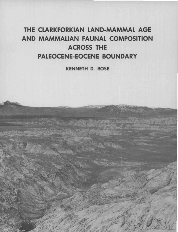 (PDF) The Clarkforkian Land-Mammal Age and mammalian faunal composition ...