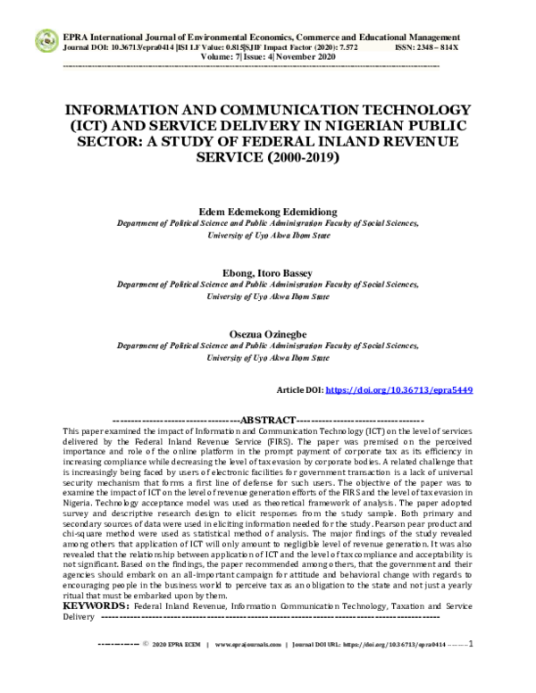 (PDF) Information and Communication Technology (Ict) and Service ...