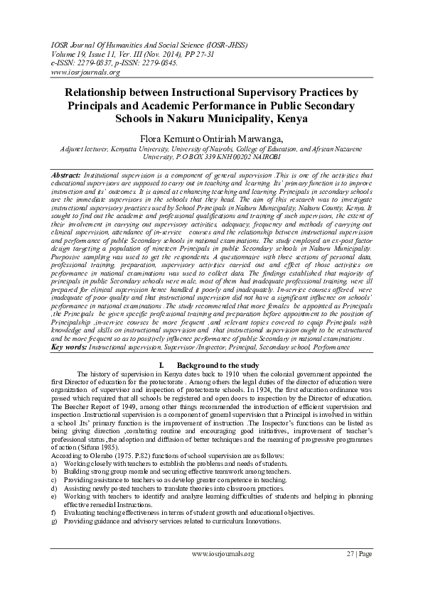 (PDF) Relationship between Instructional Supervisory Practices by ...