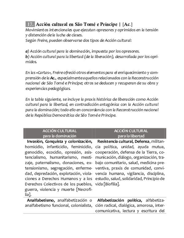 (PDF) Paulo Freire. Acción cultural. SÍNTESIS