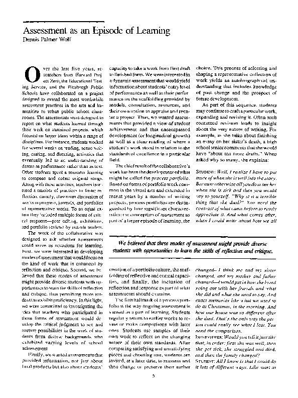 (PDF) Assessment as an episode of learning