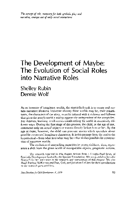 (PDF) The Development of Maybe: The evolution of social roles into ...