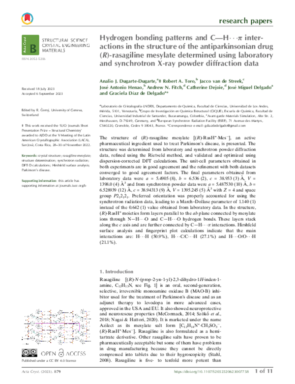 (PDF) Hydrogen bonding patterns and C—H...π interactions in the structure of the ...