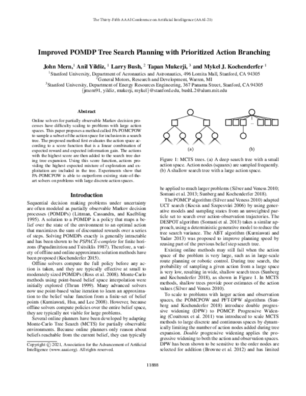 (PDF) Improved POMDP Tree Search Planning with Prioritized Action Branching