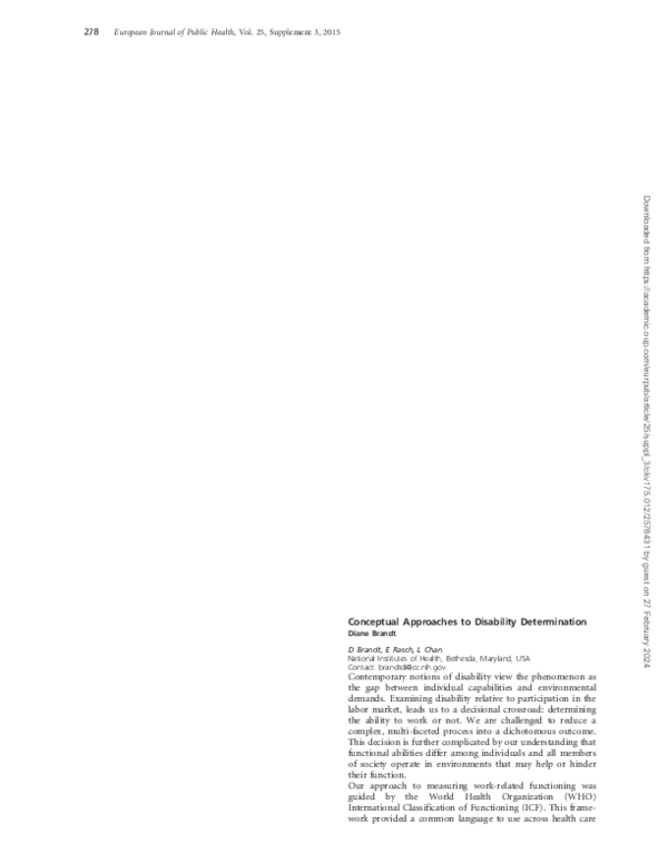 (PDF) Conceptual Approaches to Disability Determination