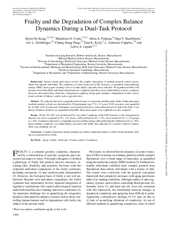 (PDF) Frailty and the Degradation of Complex Balance Dynamics During a ...