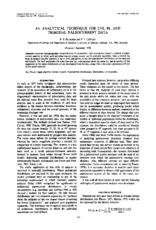 (PDF) An analytical technique for uni, bi, and trimodal paleocurrent data
