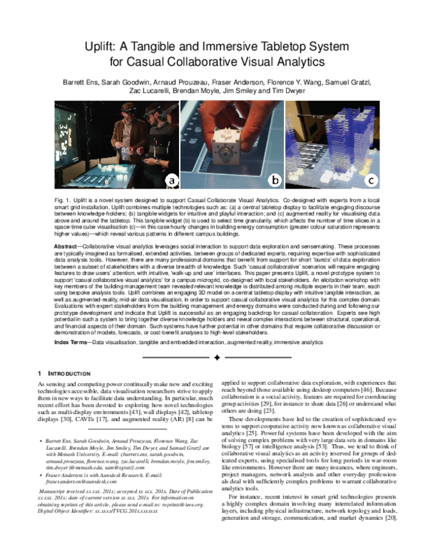 (PDF) Uplift: A Tangible and Immersive Tabletop System for Casual Collaborative Visual Analytics