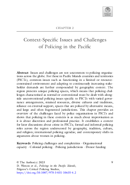 (PDF) Context-Specific Issues and Challenges of Policing in the Pacific
