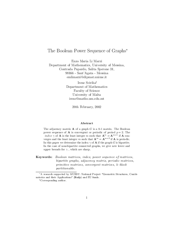 (PDF) The Boolean power sequence of graphs