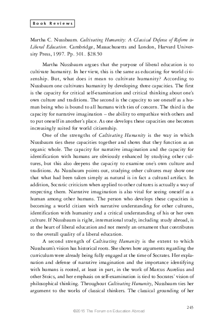 (PDF) Martha C. Nussbaum: Cultivating Humanity: A Classical Defense of ...