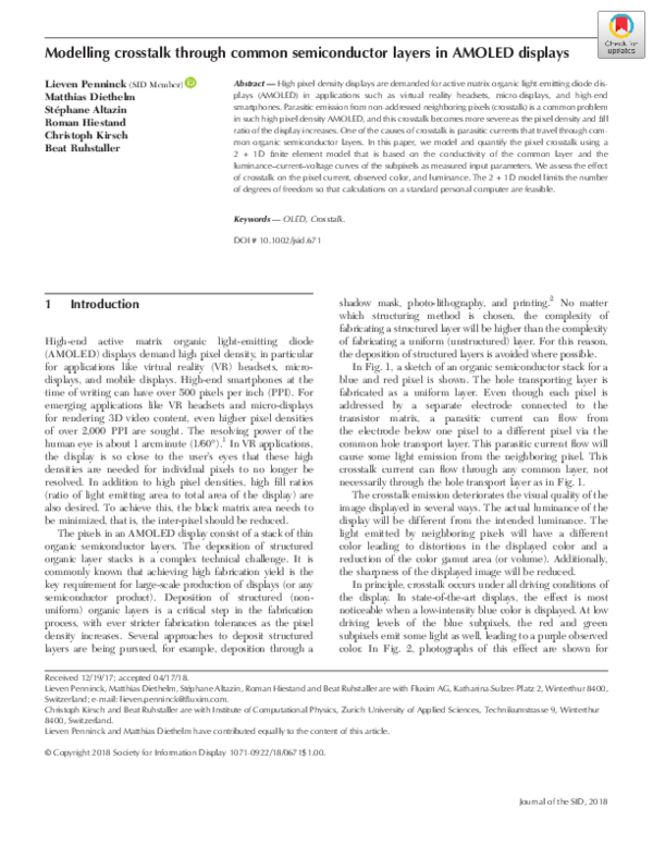 (PDF) Modelling crosstalk through common semiconductor layers in AMOLED ...
