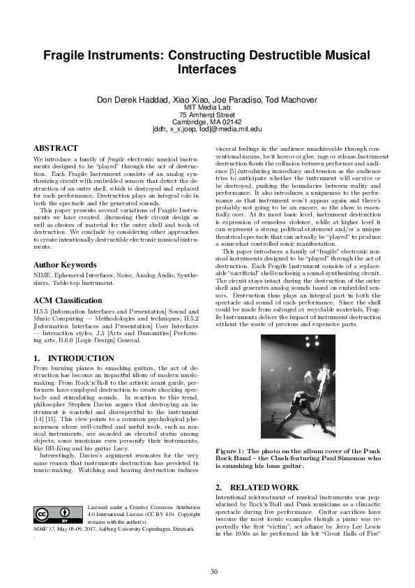 (PDF) Fragile instruments: constructing destructible musical interfaces