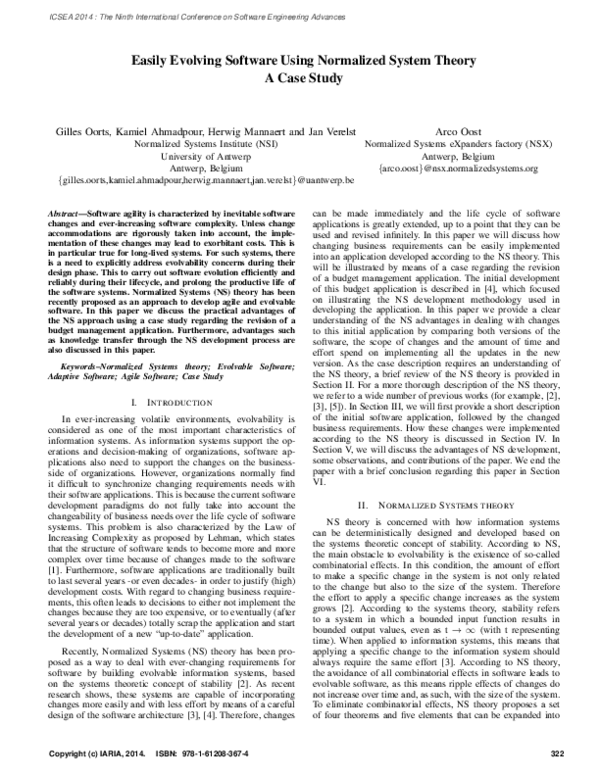 (PDF) Easily evolving software using normalized systems theory : a case study