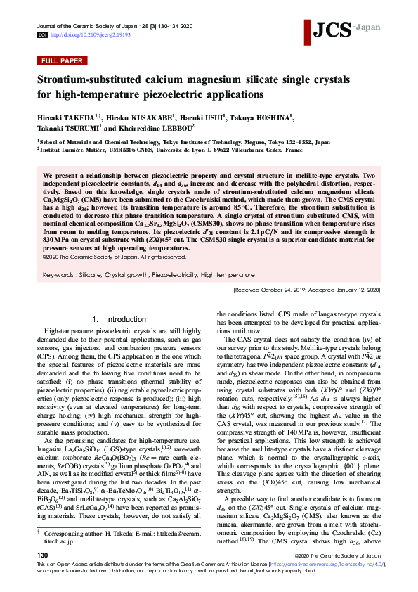 (PDF) Strontium-substituted calcium magnesium silicate single crystals ...