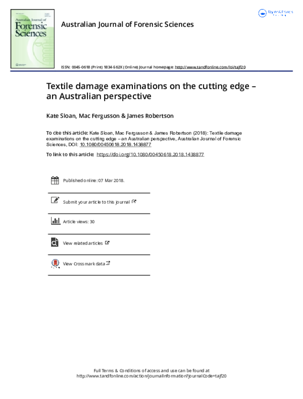 (PDF) Textile damage examinations on the cutting edge – an Australian ...