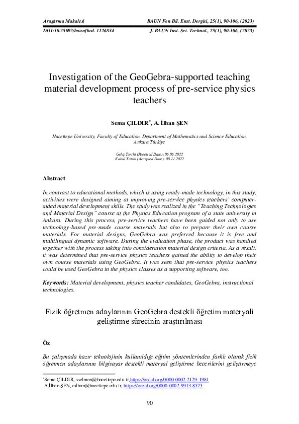 (PDF) Investigation of the GeoGebra-supported Teaching Material ...