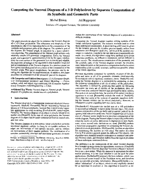 (PDF) Computing the Voronoi diagram of a 3-D polyhedron by separate computation of its symbolic ...
