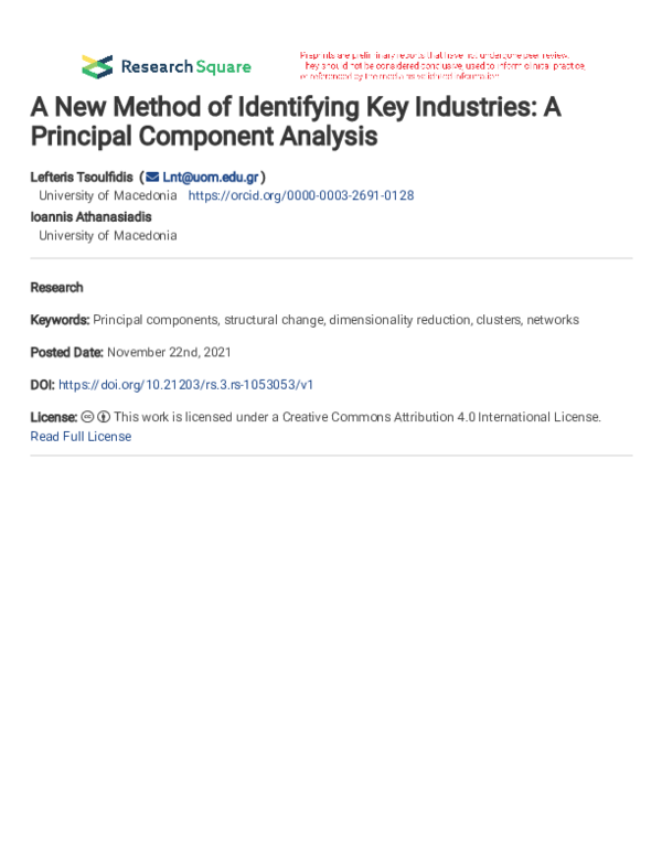 (PDF) A New Method of Identifying Key Industries: A Principal Component ...