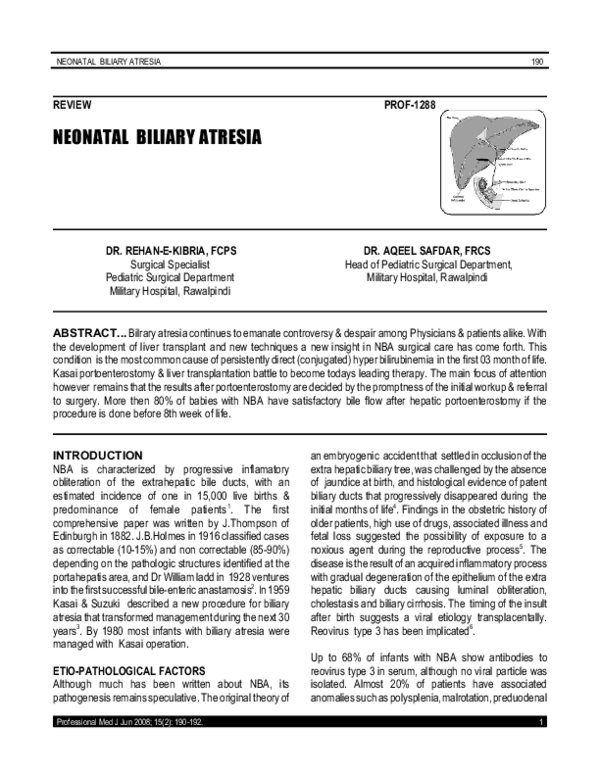 (PDF) Neonatal Biliary Atresia