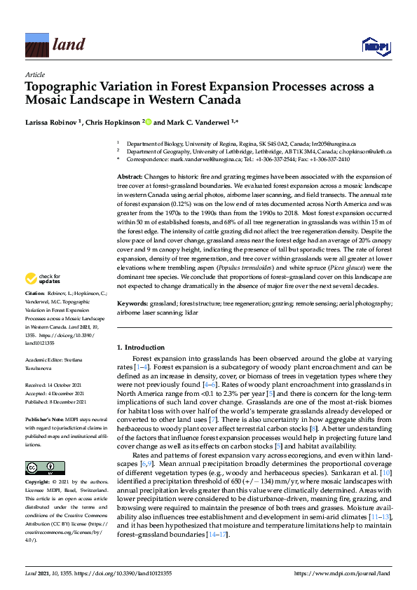 (PDF) Topographic Variation in Forest Expansion Processes across a ...