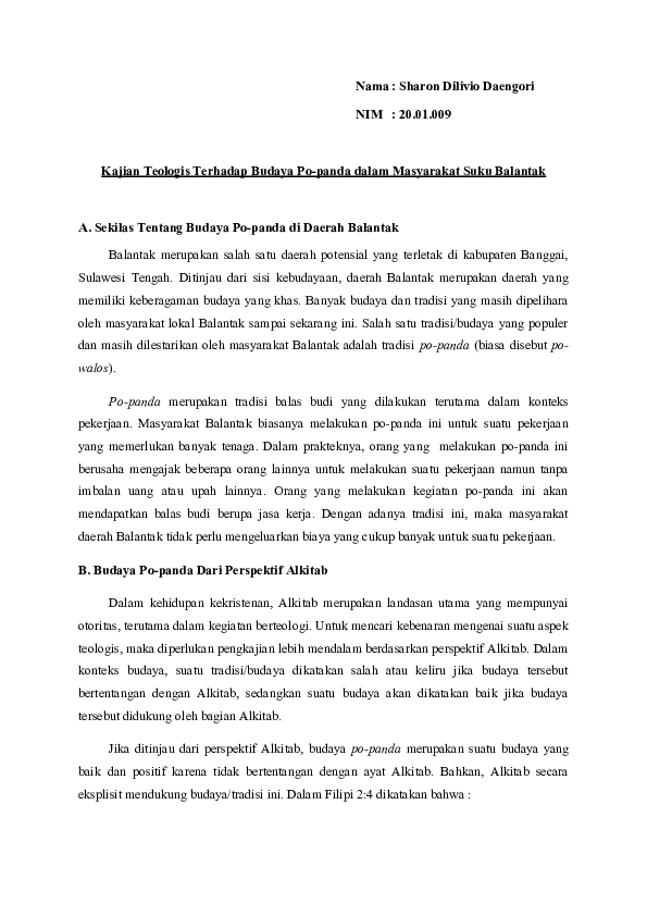 (DOC) Budaya "Po-Panda" Masyarakat Suku Balantak dalam Perspektif Alkitab