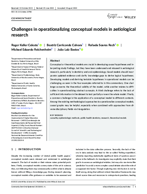 (PDF) Challenges in operationalizing conceptual models in aetiological research