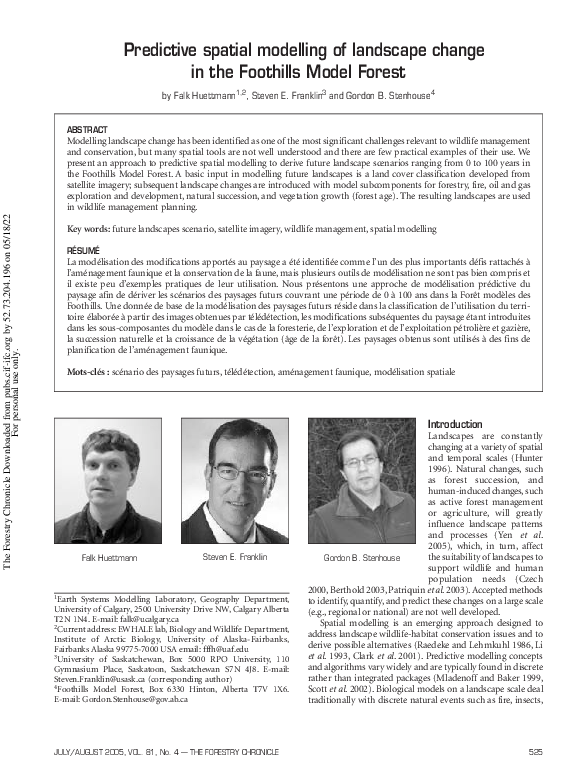 (PDF) Predictive spatial modelling of landscape change in the Foothills Model Forest