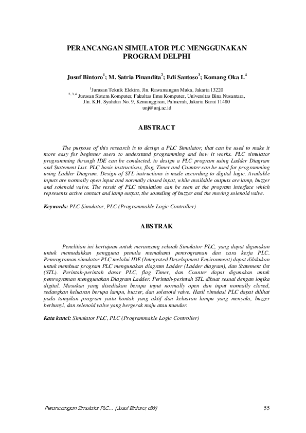(PDF) Perancangan Simulator PLC Menggunakan Program Delphi