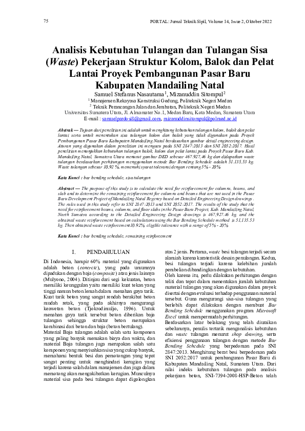 (PDF) Analisis Kebutuhan Tulangan Dan Tulangan Sisa (Waste) Pada ...