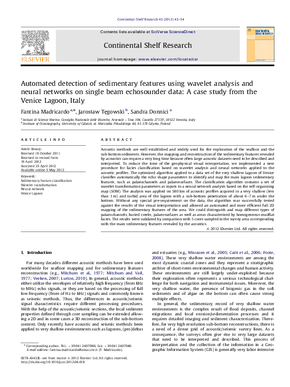 Pdf Automated Detection Of Sedimentary Features Using Wavelet Analysis And Neural Networks On 