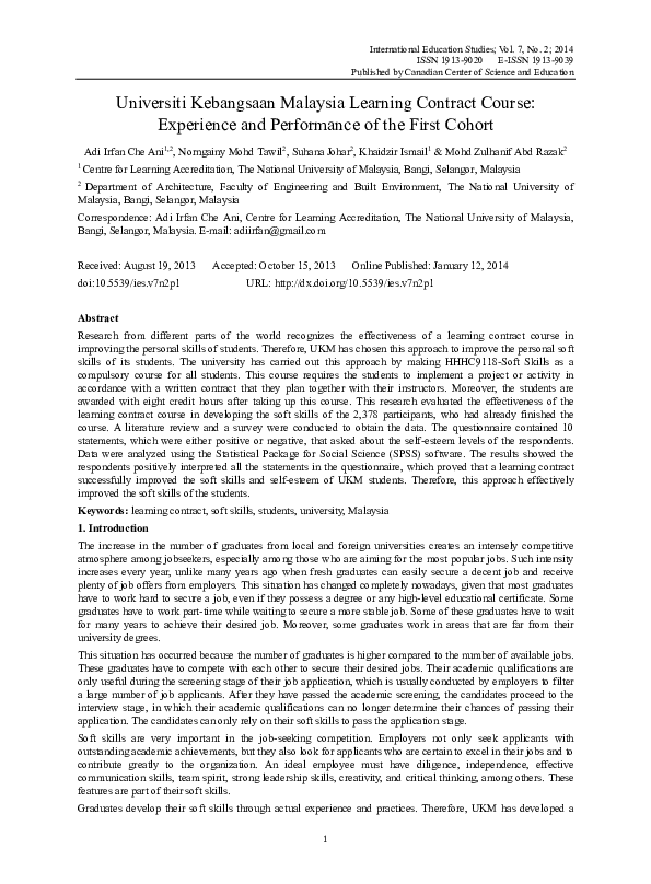 (PDF) Universiti Kebangsaan Malaysia Learning Contract Course ...