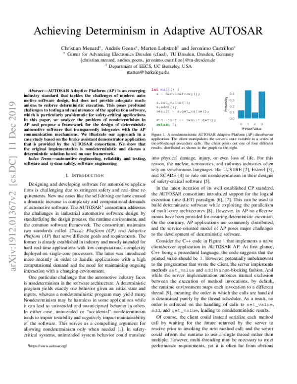 (PDF) Achieving Determinism in Adaptive AUTOSAR