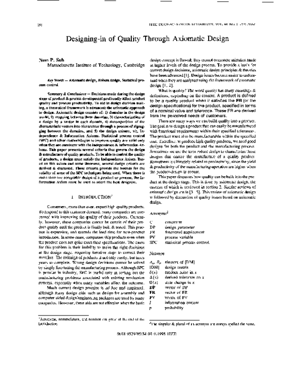 (PDF) Designing-in of quality through axiomatic design | nam suh ...