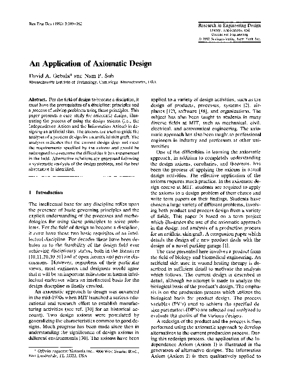 (PDF) An application of axiomatic design
