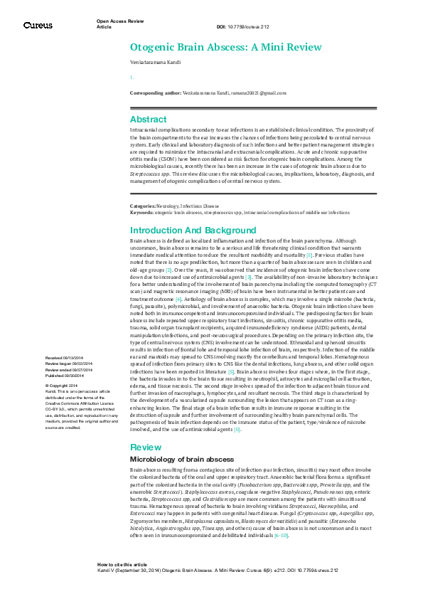 (PDF) Otogenic Brain Abscess: A Mini Review