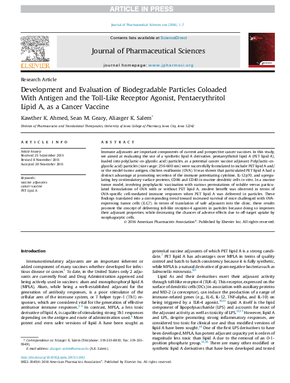 Pdf Development And Evaluation Of Biodegradable Polymeric Nanoparticles For The Effective