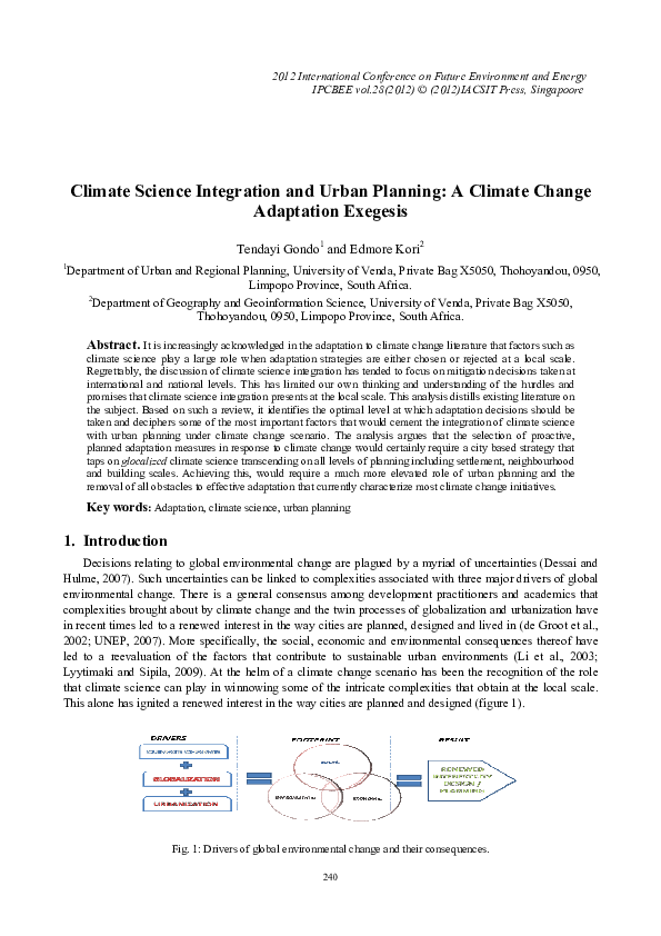 (PDF) Climate Science Integration and Urban Planning: A Climate Change ...