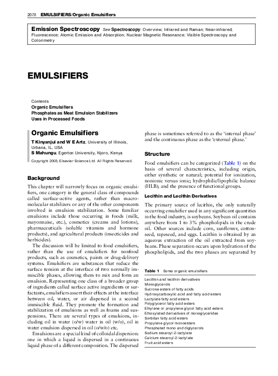 (PDF) EMULSIFIERS | Organic Emulsifiers