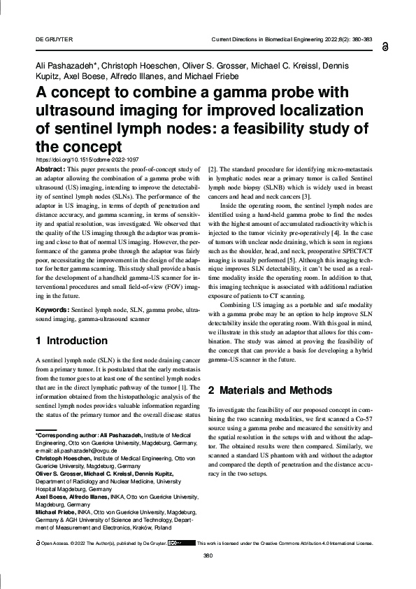 (PDF) A concept to combine a gamma probe with ultrasound imaging for improved localization of ...