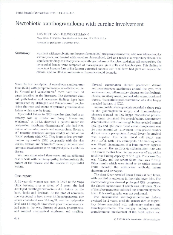 (PDF) Necrobiotic xanthogranuloma with cardiac involvement | Ignacio ...