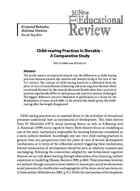 (PDF) Child-rearing practices in slovakiaa comparative study
