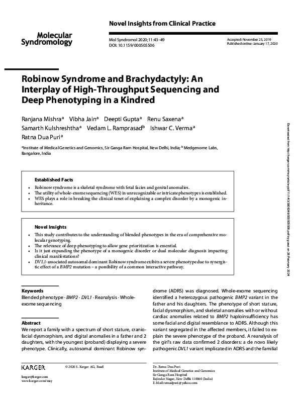 (PDF) Robinow Syndrome and Brachydactyly: An Interplay of High ...