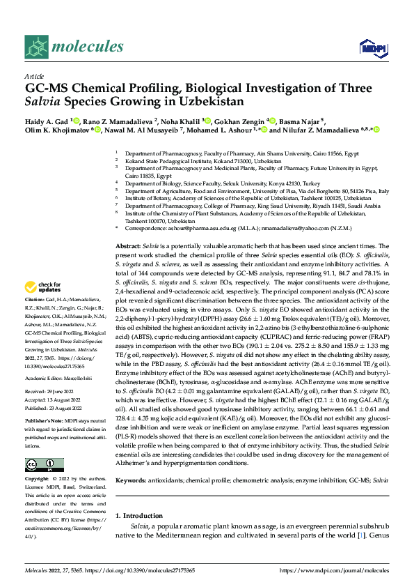 (PDF) GC-MS Chemical Profiling, Biological Investigation of Three ...