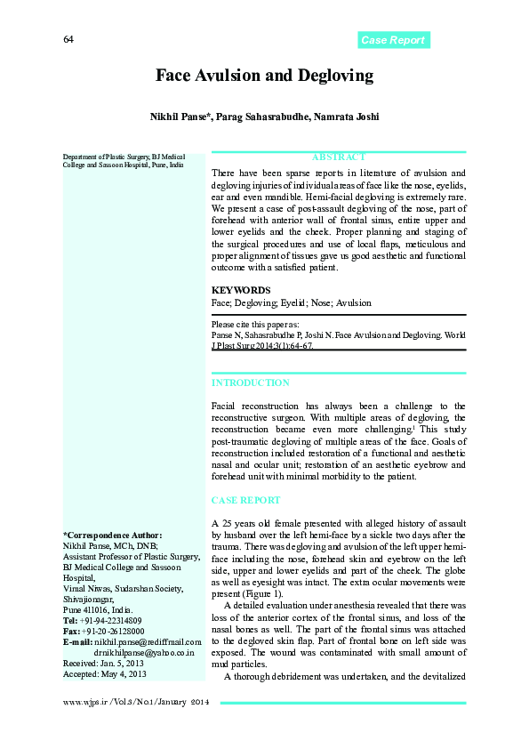 (PDF) Face avulsion and degloving
