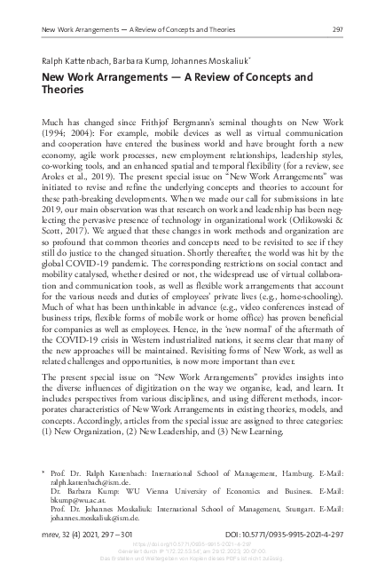 (PDF) New Work Arrangements — A Review of Concepts and Theories