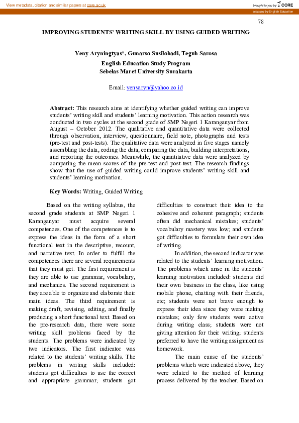 (PDF) Improving Students’ Writing Skill by Using Guided Writing