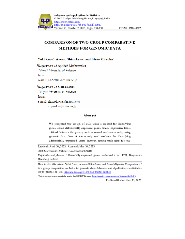 (PDF) Two Group Comparative Methods
